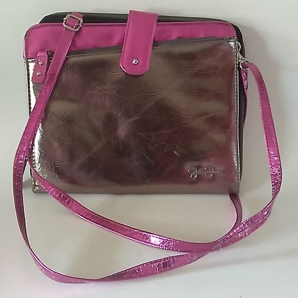 Jessica Simpson | Bags | Jessica Simpson Metalic Gray Pink Crossbody ...